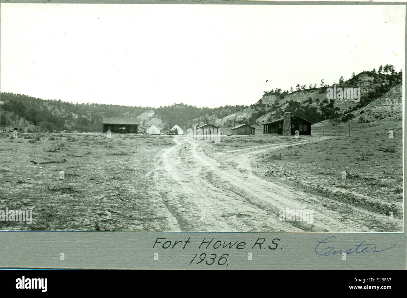 The entrance to Fort Howes and the Custer Ranger Station, photographed ...