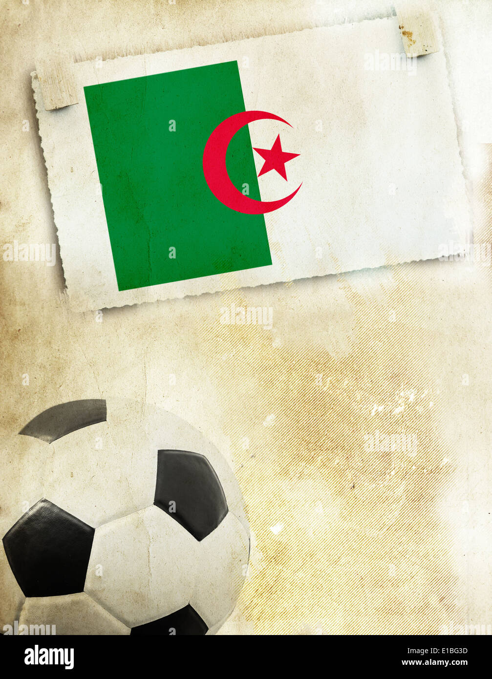 Vintage photo of Algeria flag and soccer ball Stock Photo - Alamy
