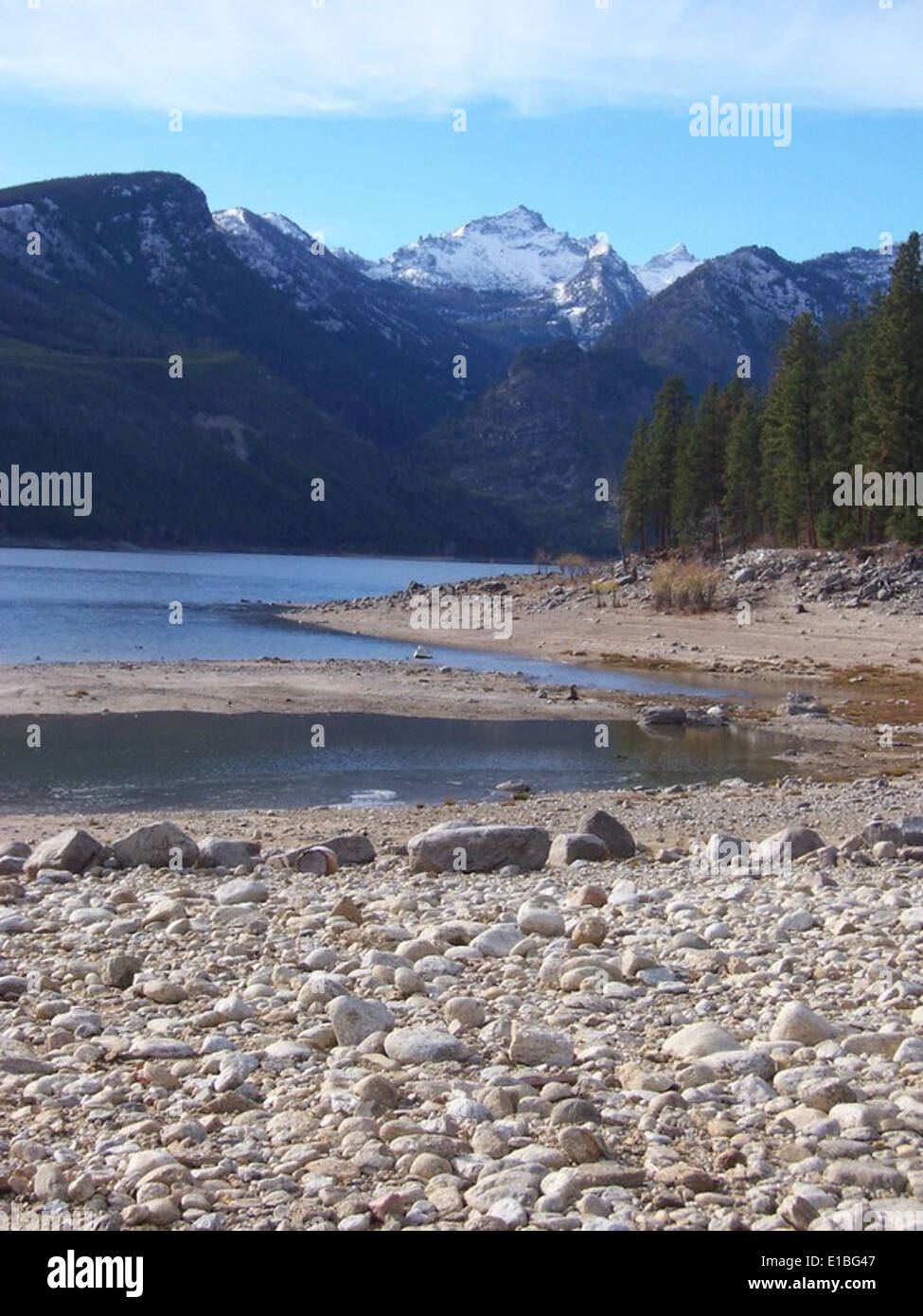 Lake Como, in Montana's Bitterroot National Forest, experiences a low ...