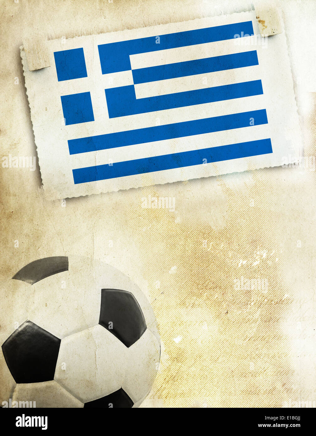 Vintage photo of Greece flag and soccer ball Stock Photo - Alamy