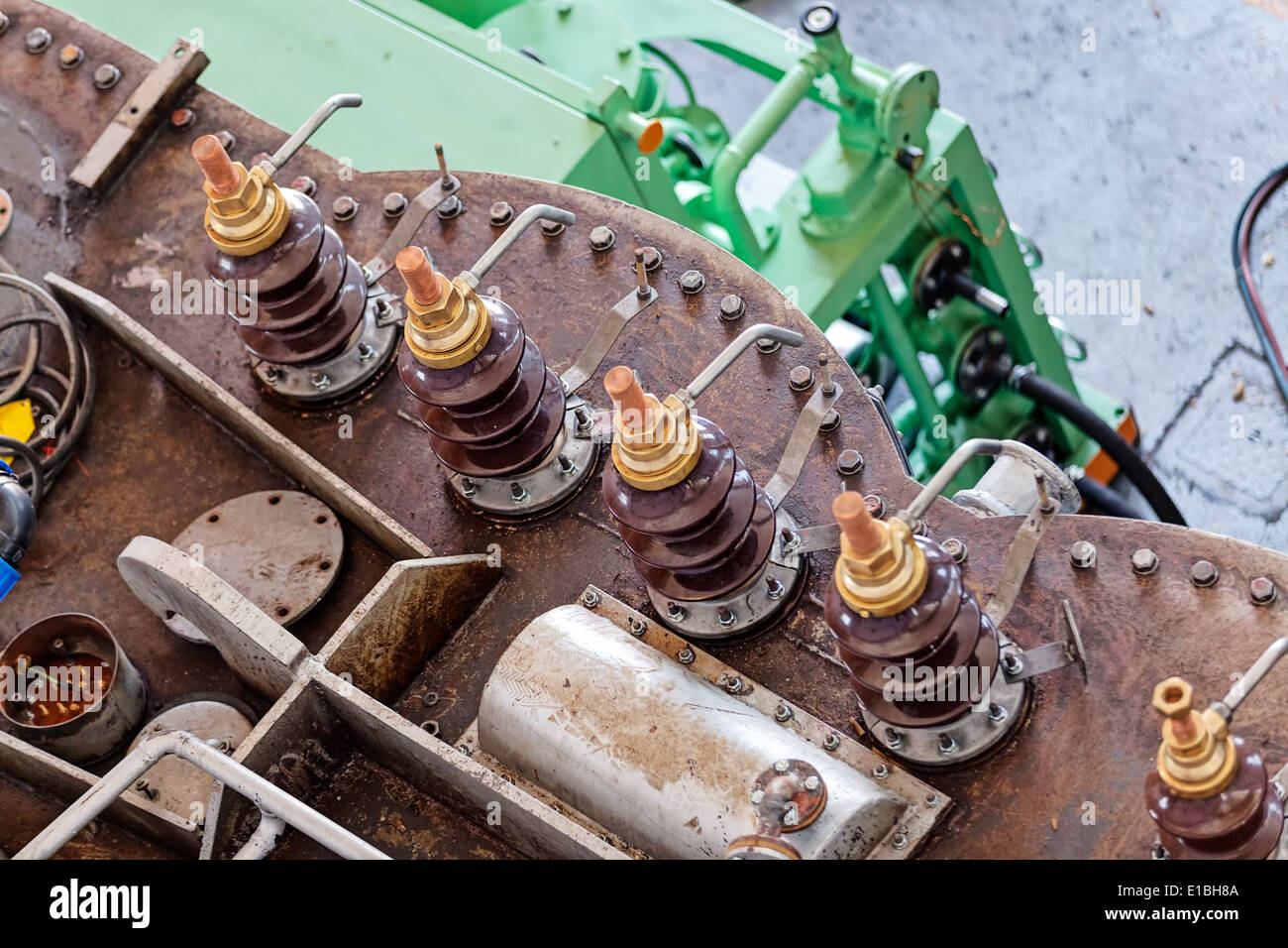 Details of broken high voltage transformer Stock Photo - Alamy