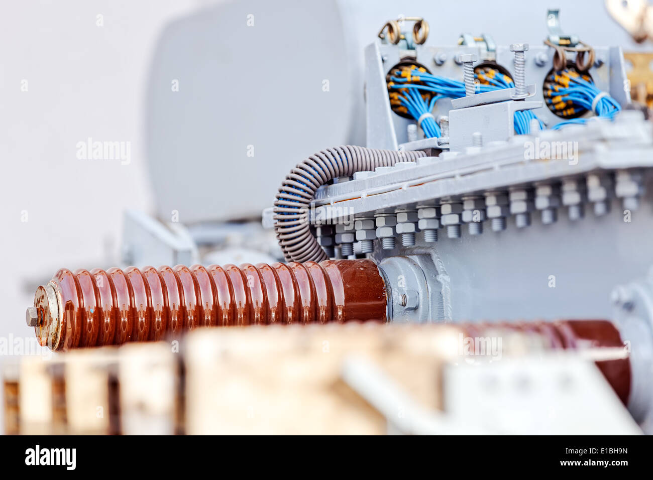 Details of broken high voltage transformer Stock Photo - Alamy