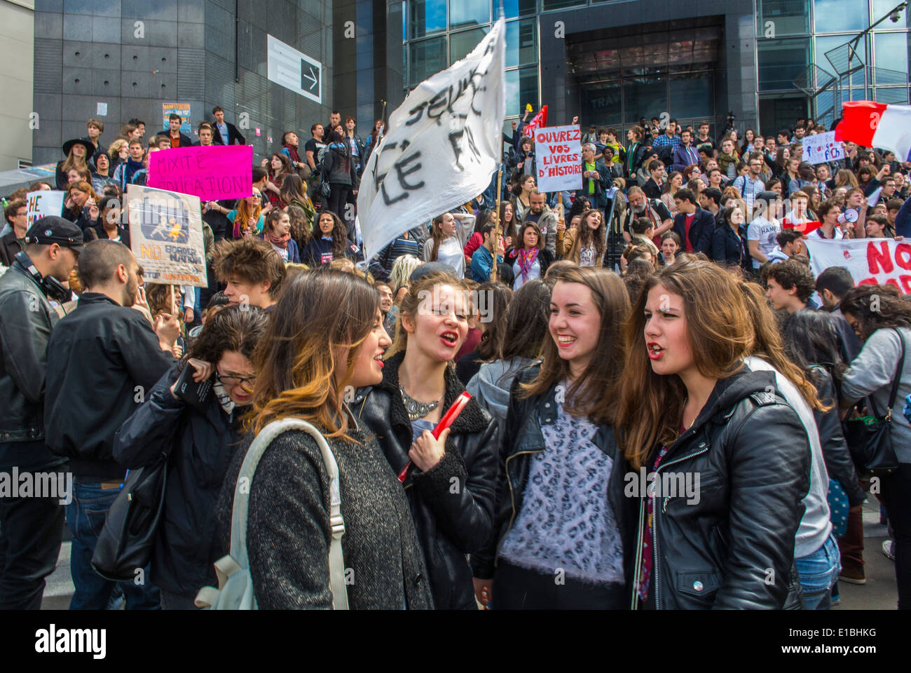 Paris, France, Anti-Rassembement National, Crowd Scene Demonstration ...