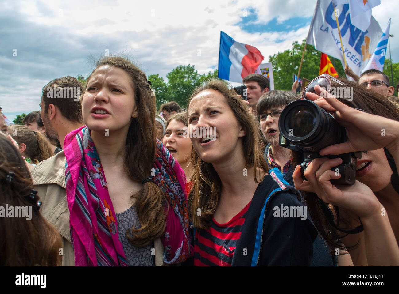 Paris, France, Anti-National Front extreme right Demonstration by Crowd ...