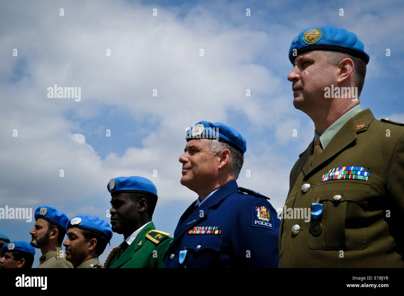 New York, USA. 29th May, 2014. Peacekeepers stand in formation during a ...