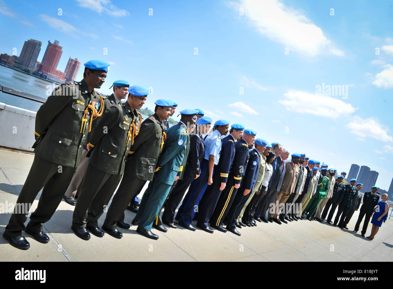 New York, USA. 29th May, 2014. Peacekeepers stand in formation during a ...