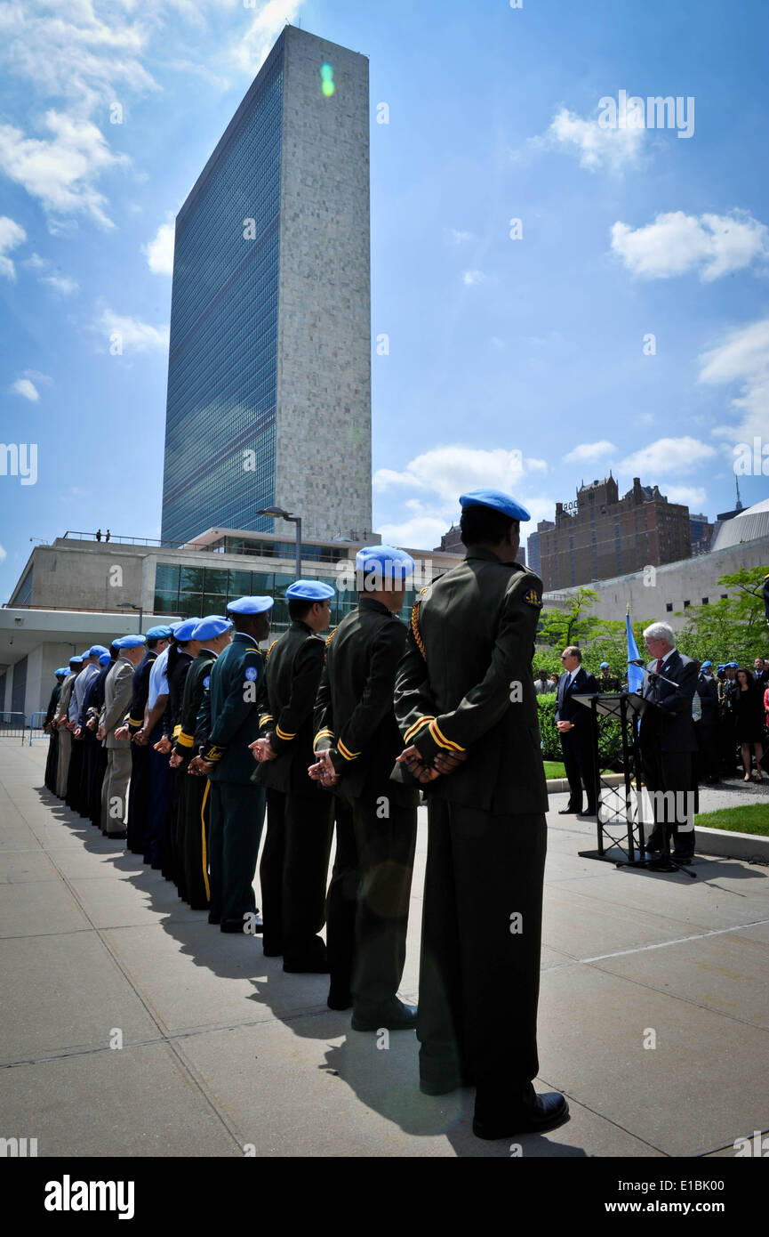 New York, USA. 29th May, 2014. Peacekeepers stand in formation during a ...