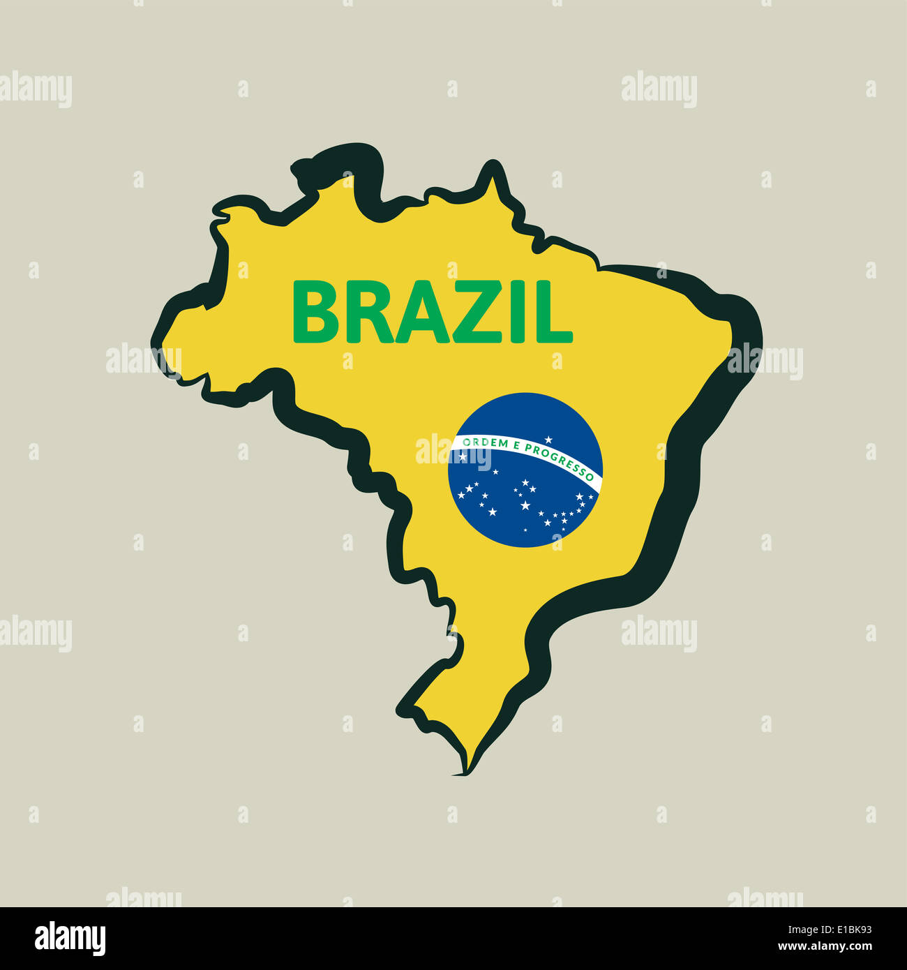 Flat simple Brazil map Stock Photo - Alamy