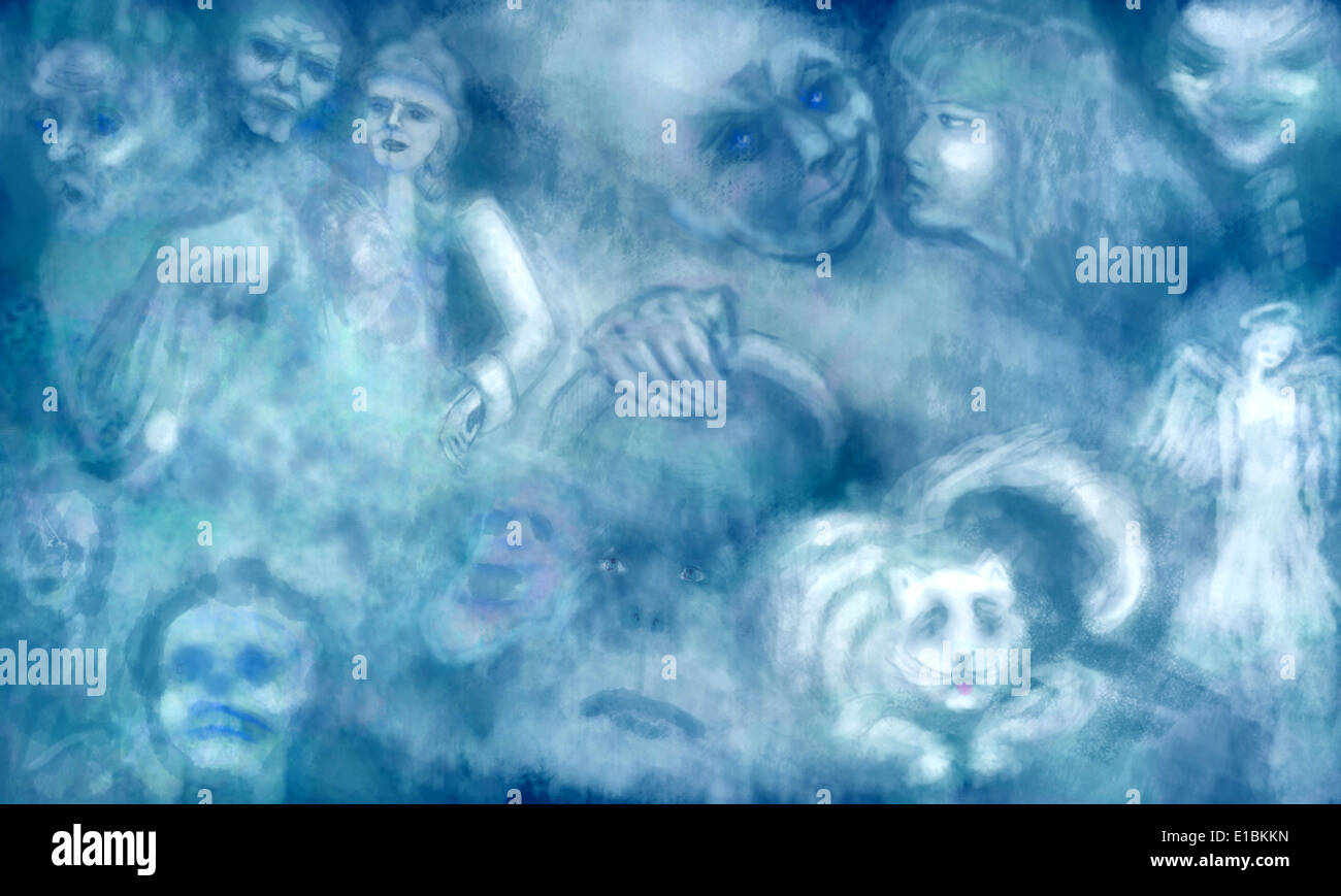 Dream with ghosts Terrible ghosts from a bad dream. Horizontal ...