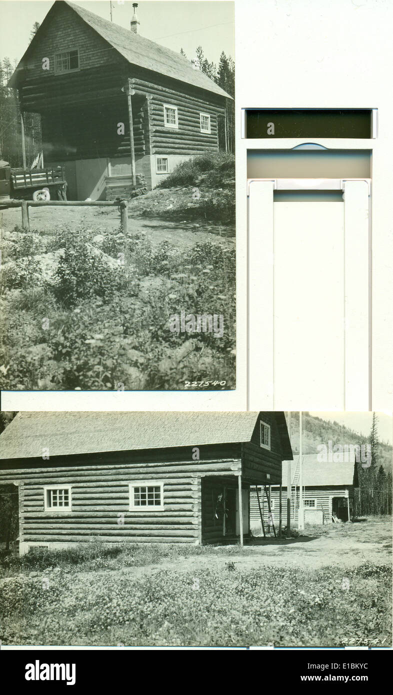 A historical image from 1928 showing the Spotted Bear Ranger Station in ...