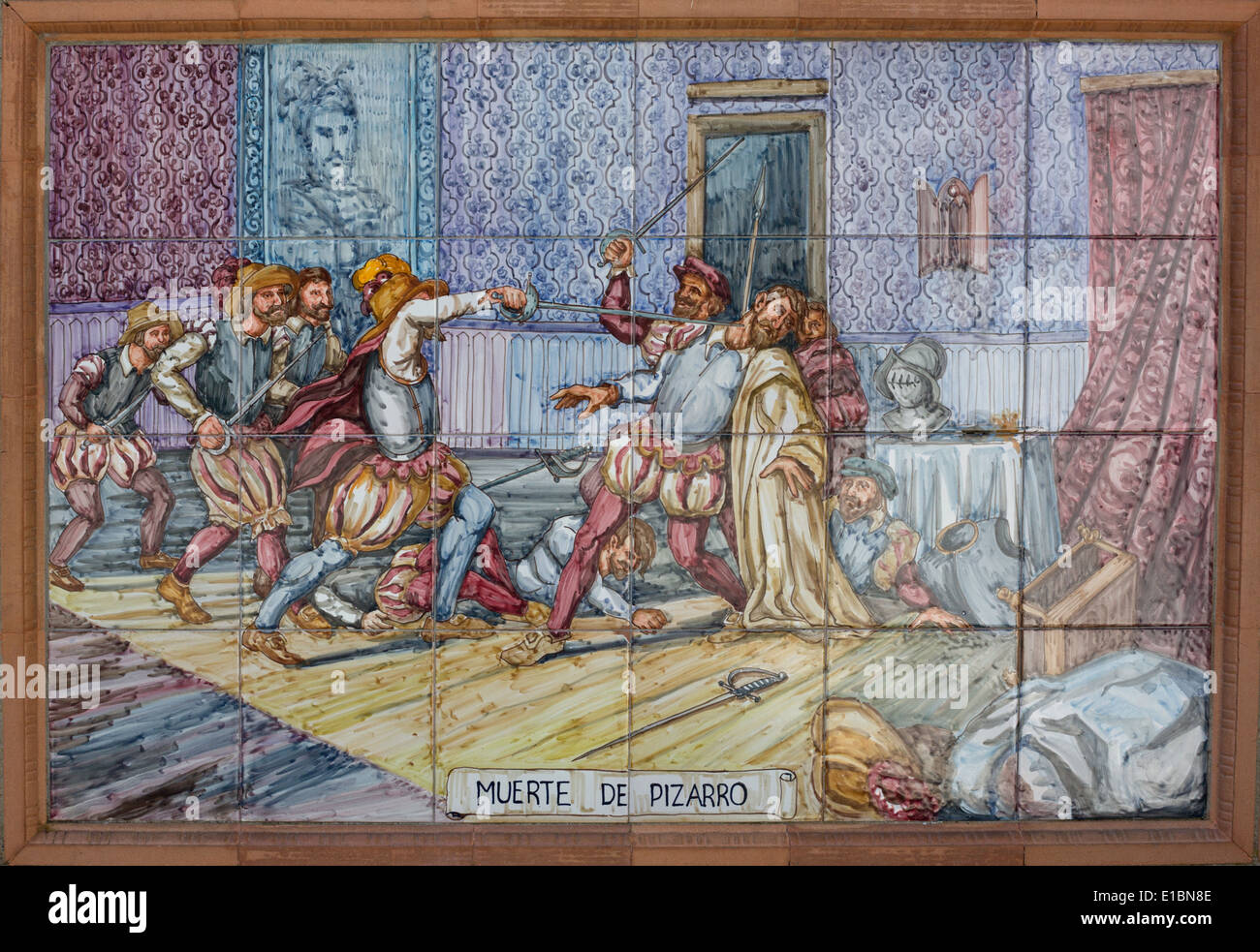 spain tiled wall old spanish building ornamental art decoration nobody ...