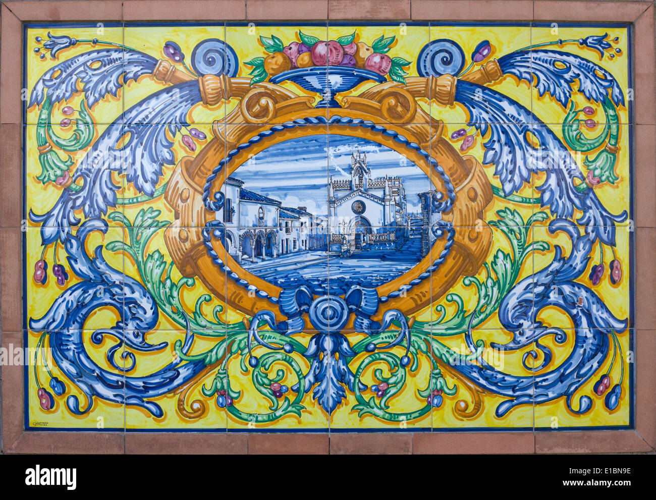 spain tiled wall on old spanish building ornamental Stock Photo - Alamy
