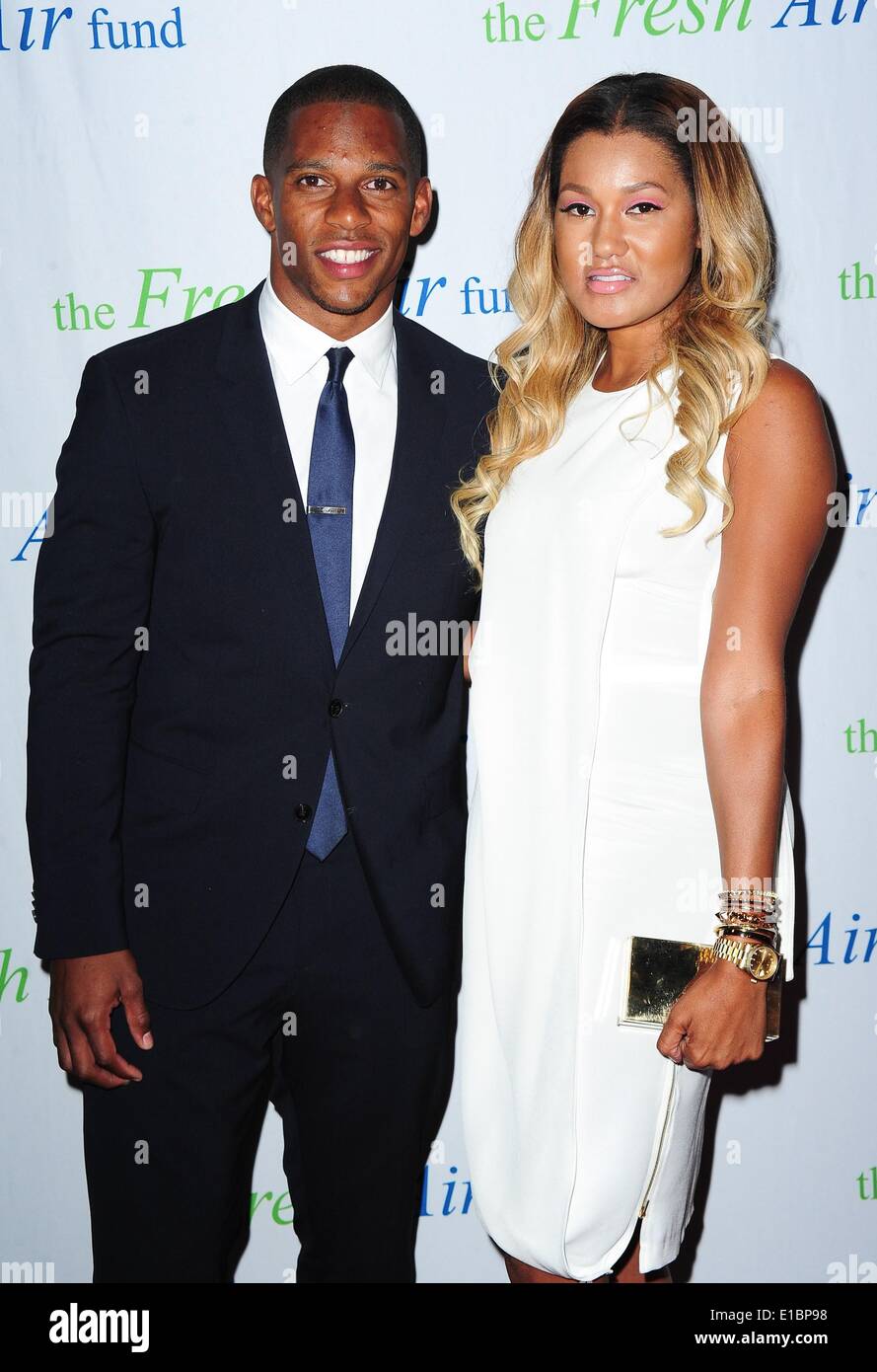 New York, NY, USA. 29th May, 2014. Victor Cruz, Elaina Watley at ...