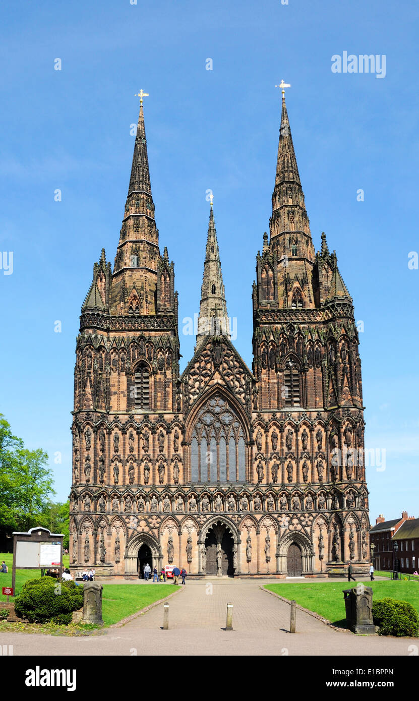 Cathedral West front, Lichfield, Staffordshire, England, United Kingdom ...