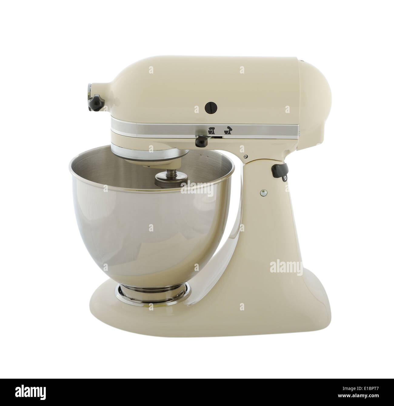 Kitchen appliances - beige planetary mixer, isolated on a white ...