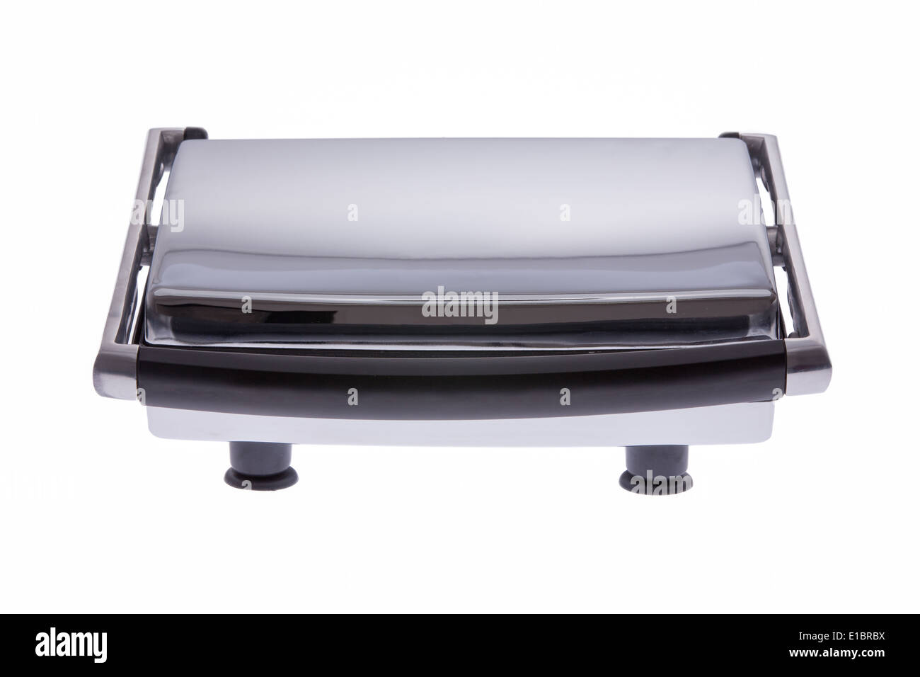 Front view of a closed generic panini machine for grilling and pressing ...