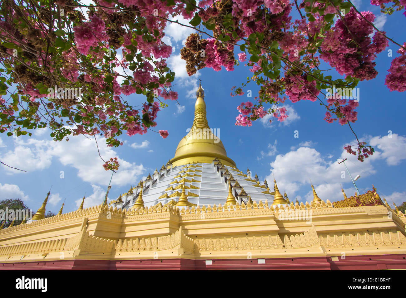 Golden pagoda in victory ground of king bayinnaung, Bago Myanmar Stock ...