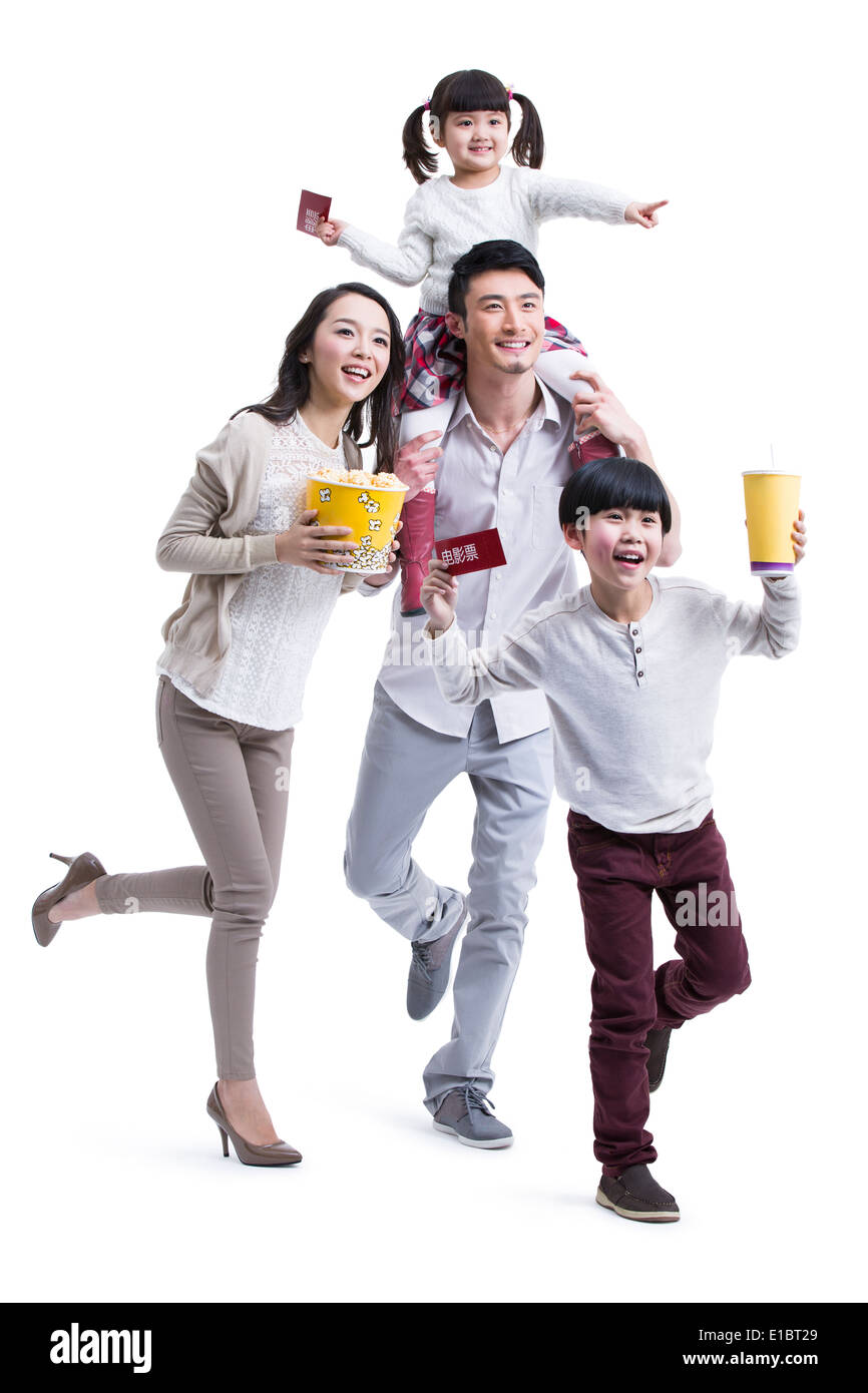 Mother excited two boys walking Cut Out Stock Images & Pictures - Alamy