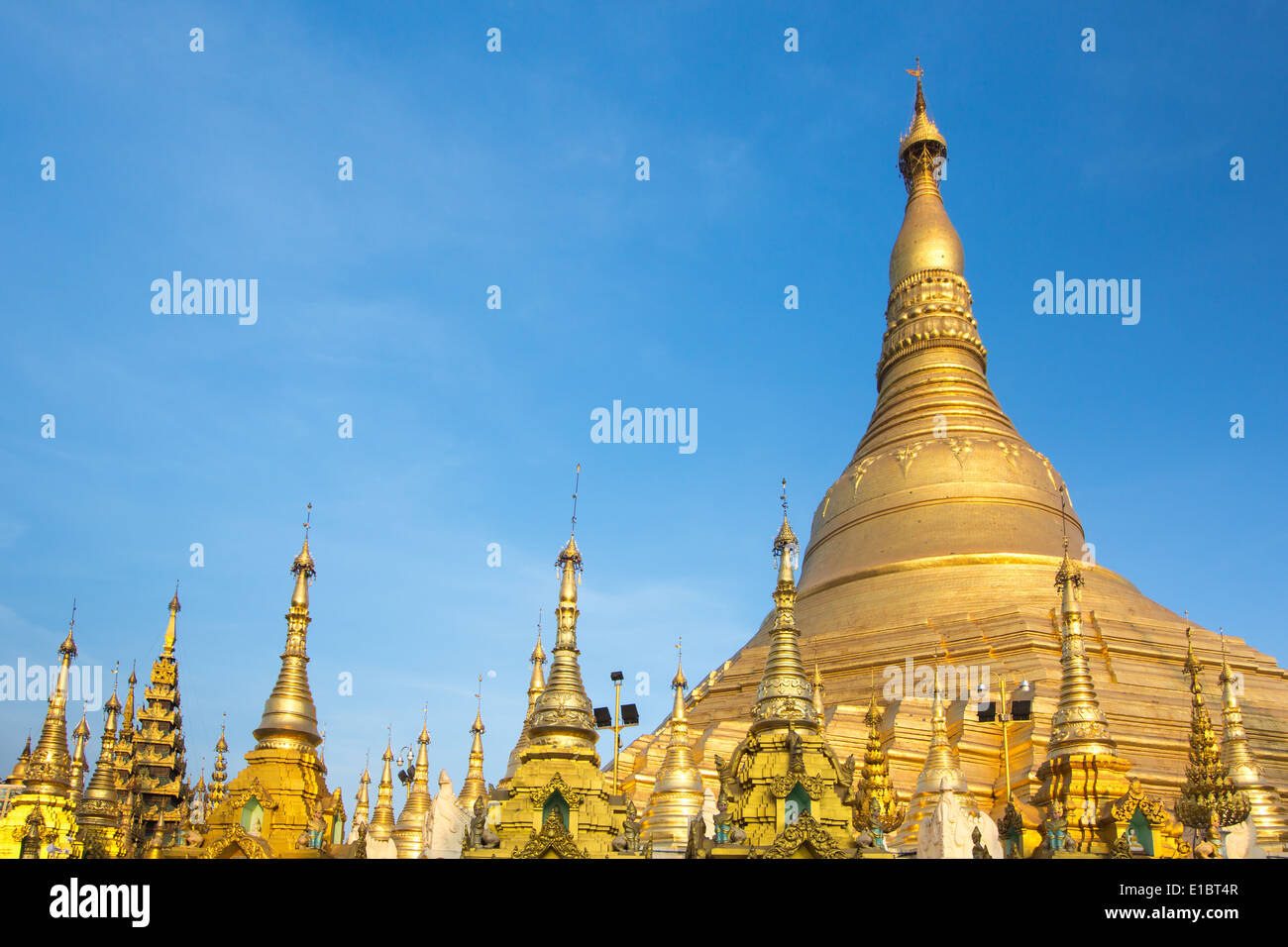Shwedagon pagoda day blue sky in Yagon, Myanmar Stock Photo - Alamy