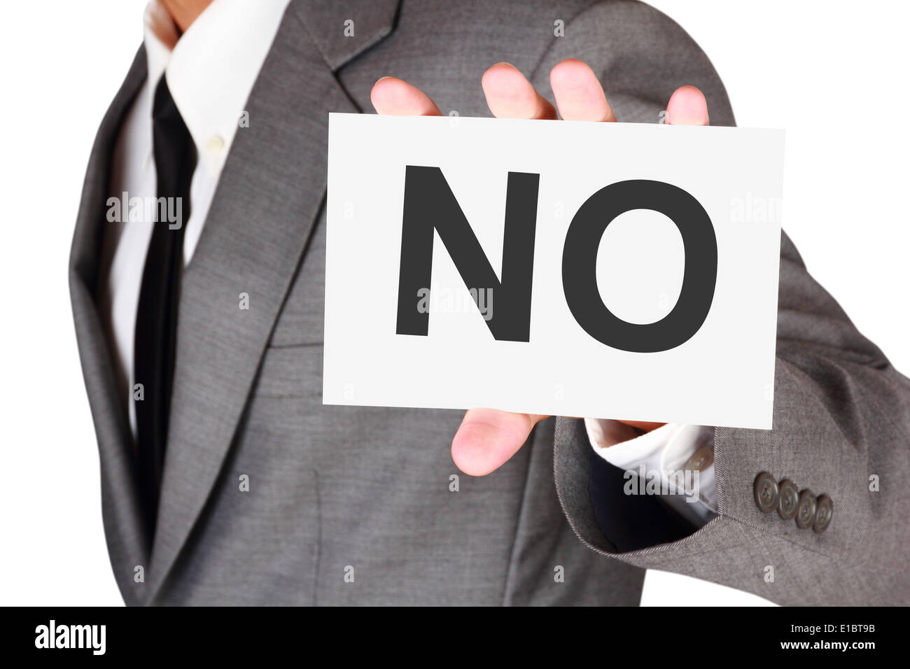 Business card expression say no idea on businessman hand isolated on ...
