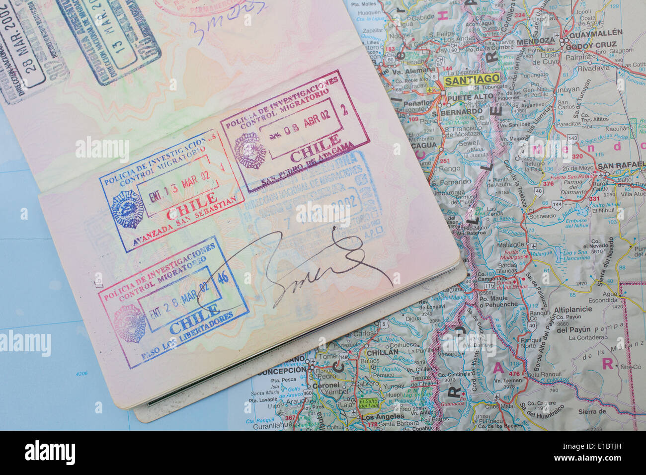 Passport and map Stock Photo - Alamy