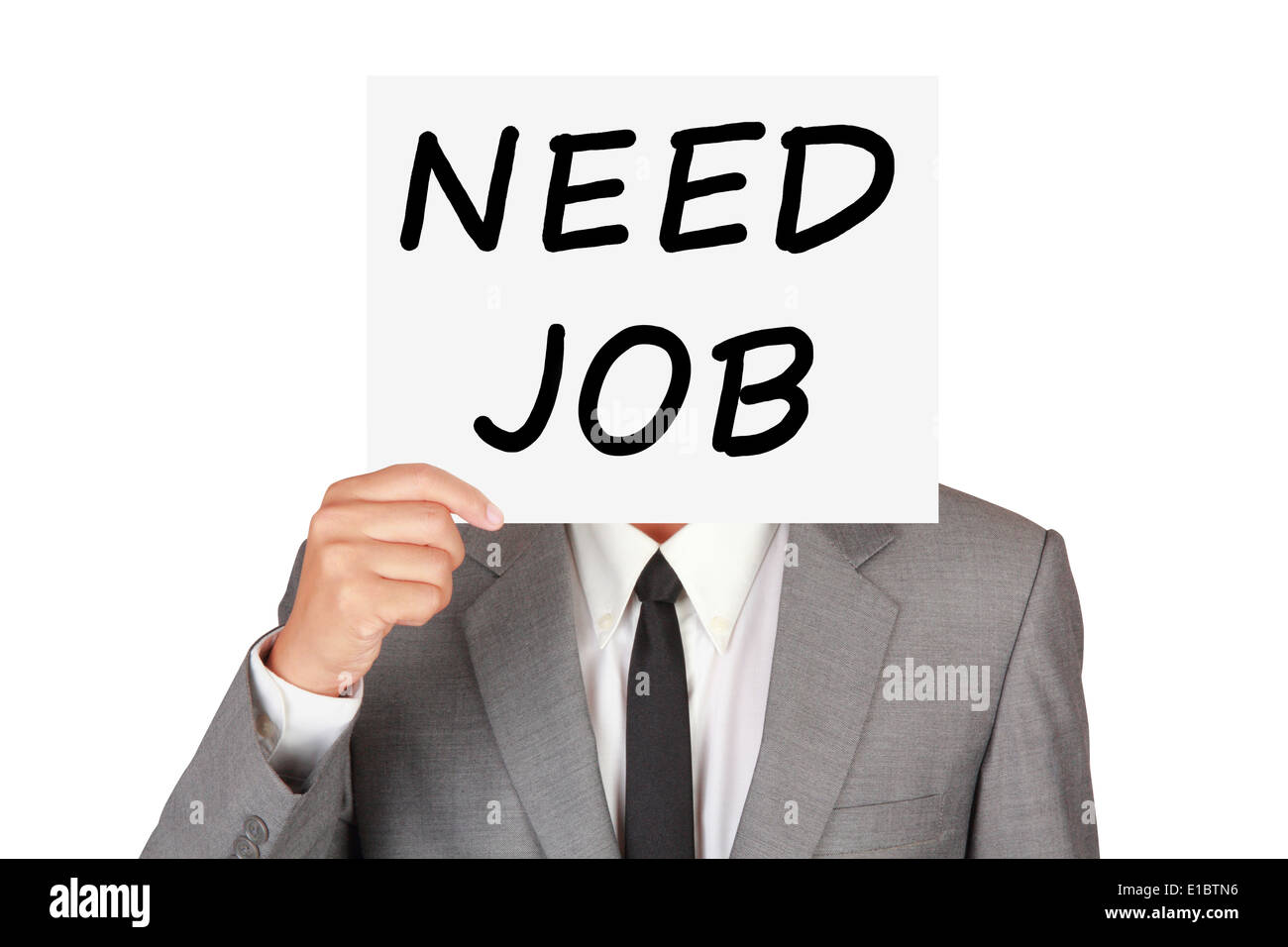 Concept business show paper say need job hide face abstract isolated on ...