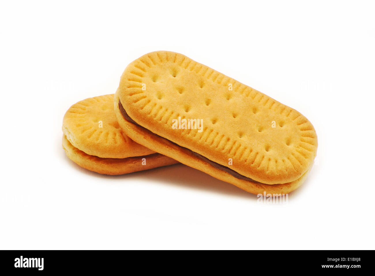 Biscuit with cocoa cream isolated on white background Stock Photo - Alamy