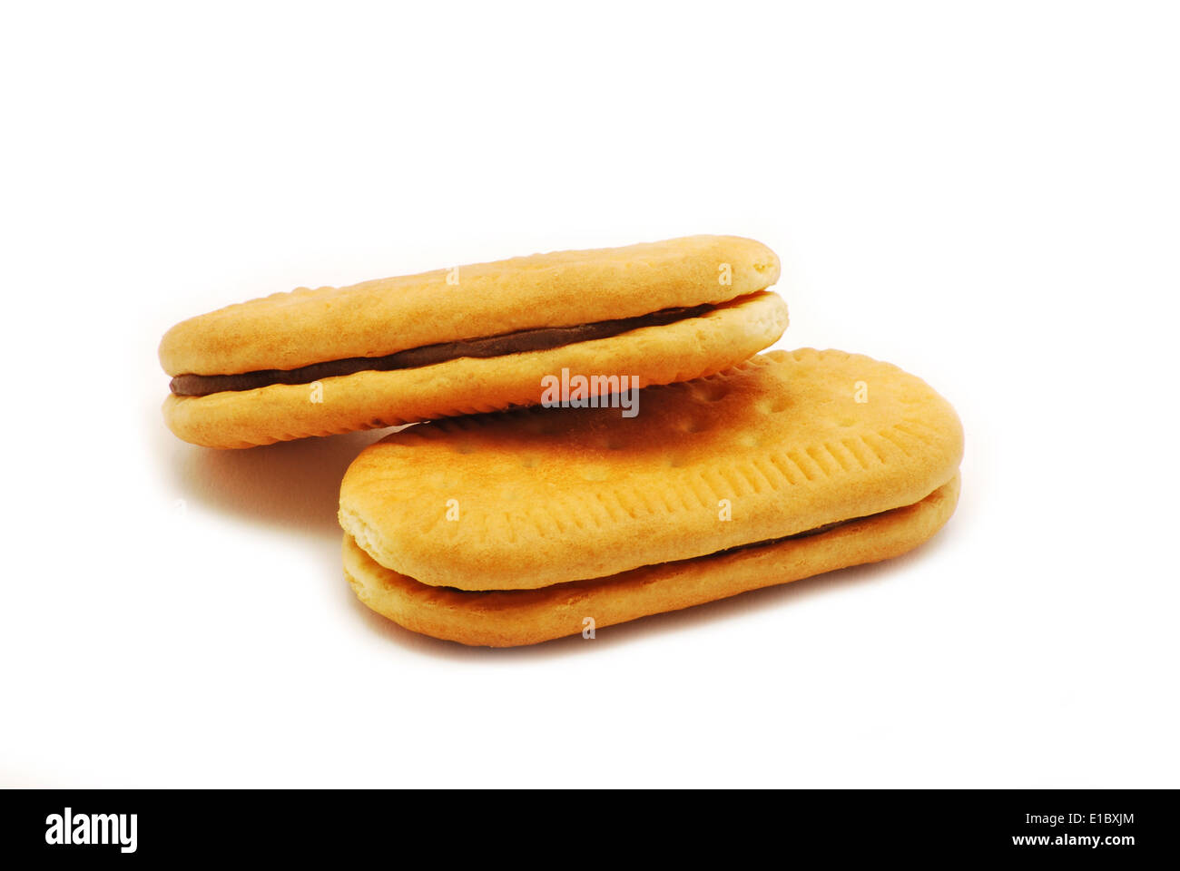 Biscuit with cocoa cream isolated on white background Stock Photo - Alamy