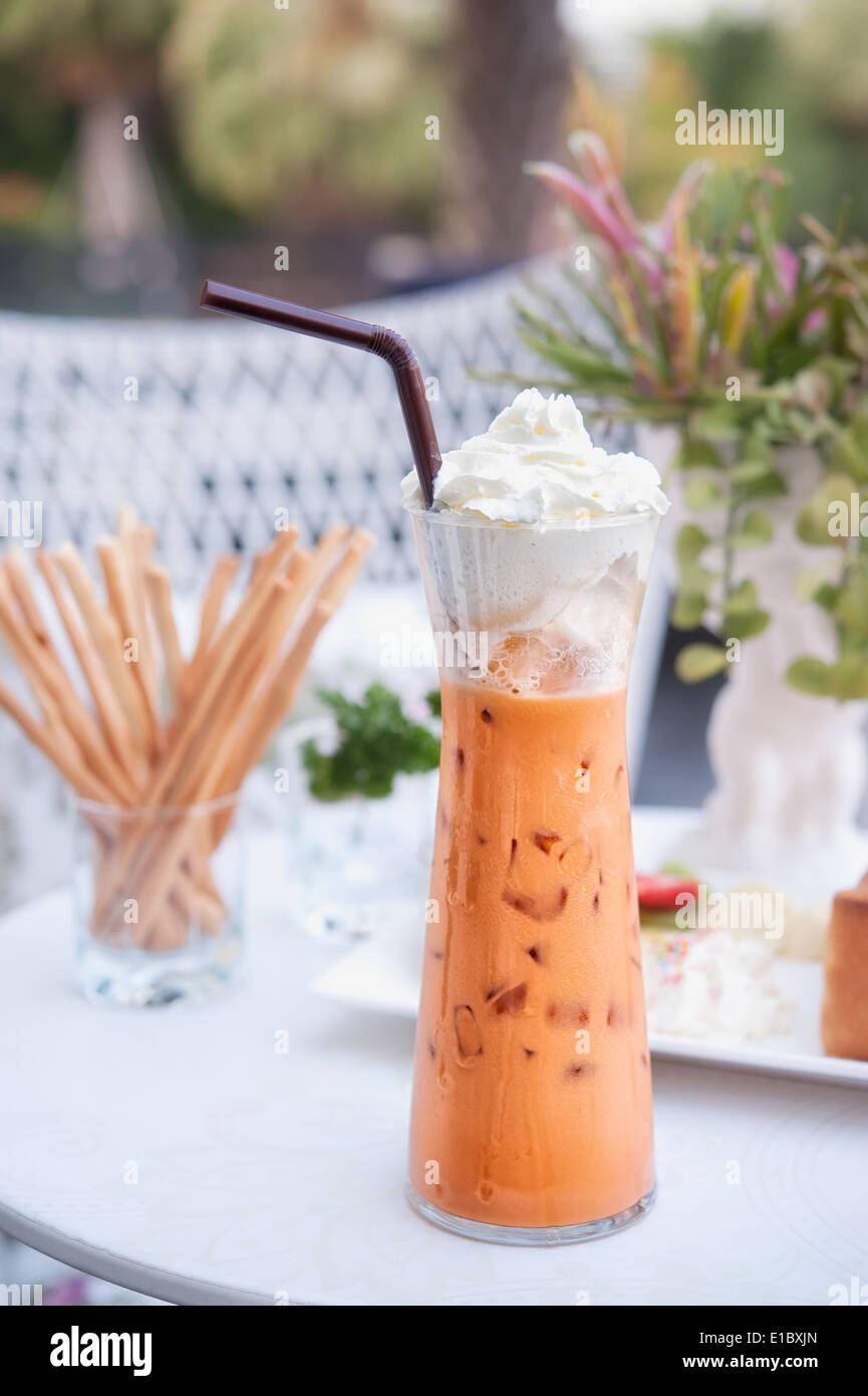Thai Ice Tea drinking on the table Stock Photo - Alamy