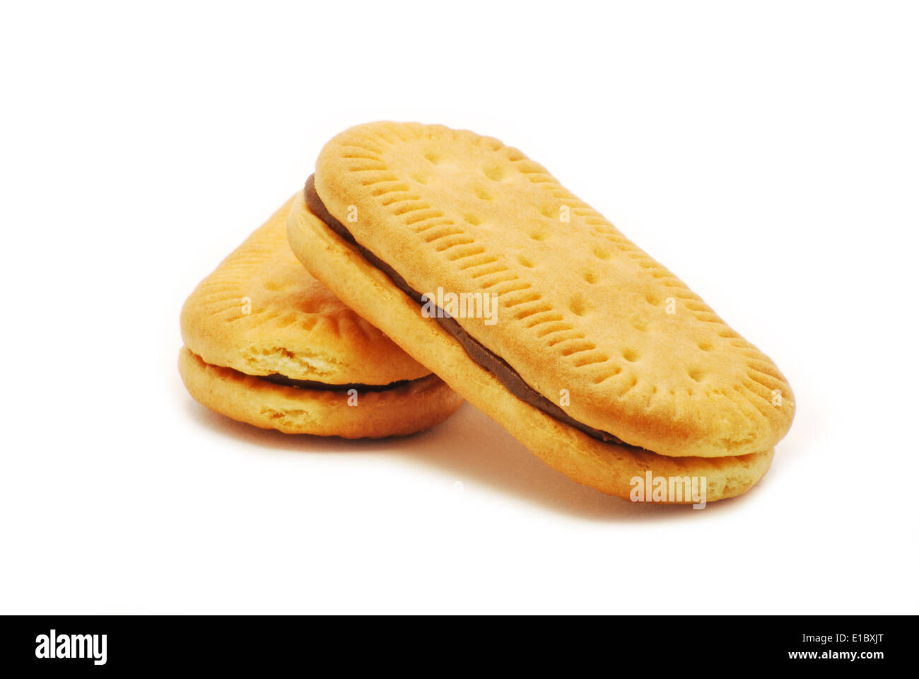 Biscuit with cocoa cream isolated on white background Stock Photo - Alamy