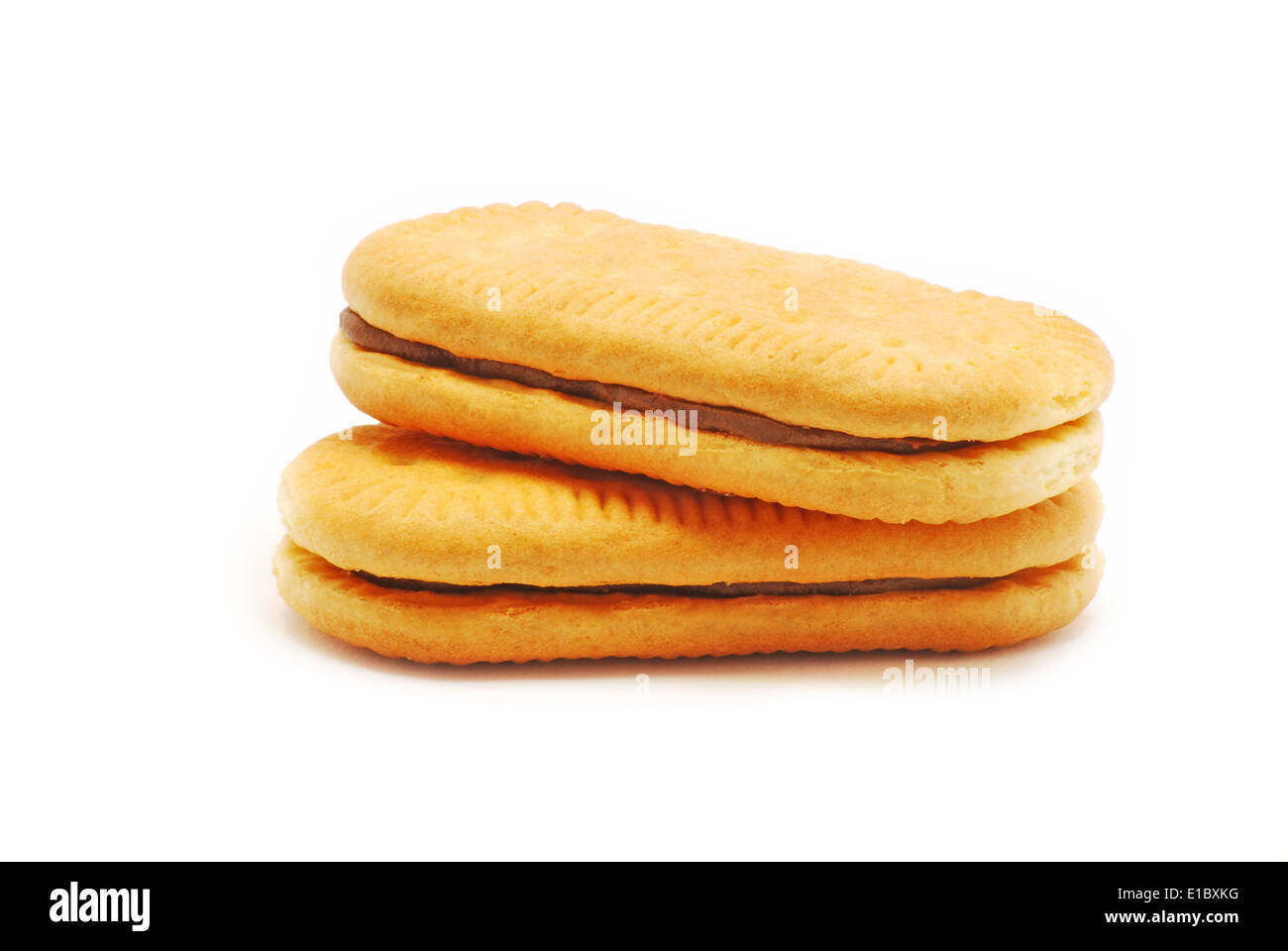 Biscuit with cocoa cream isolated on white background Stock Photo - Alamy