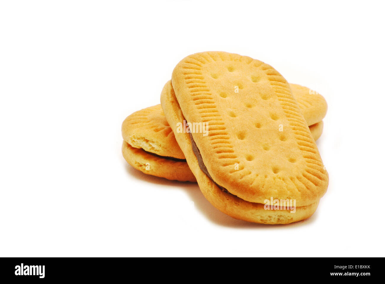 Biscuit with cocoa cream isolated on white background Stock Photo - Alamy