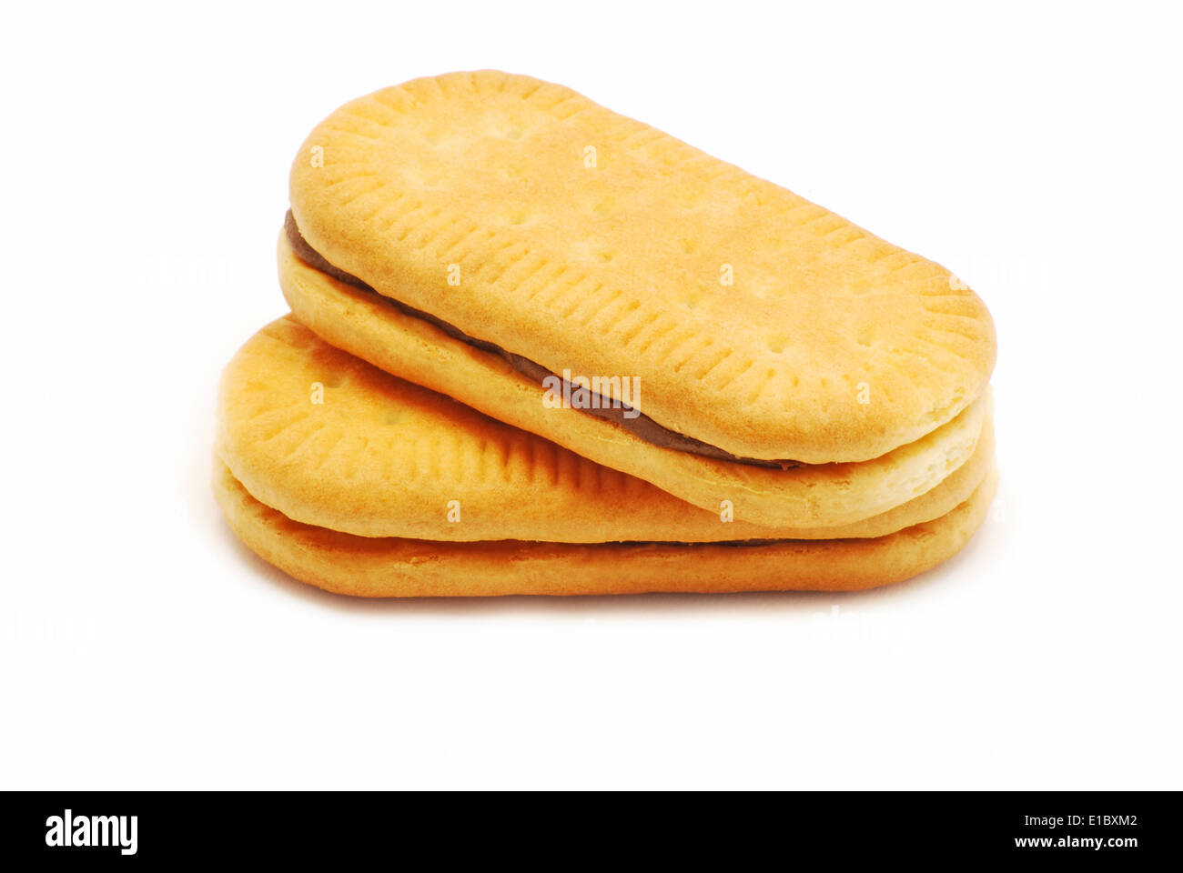 Biscuit with cocoa cream isolated on white background Stock Photo - Alamy
