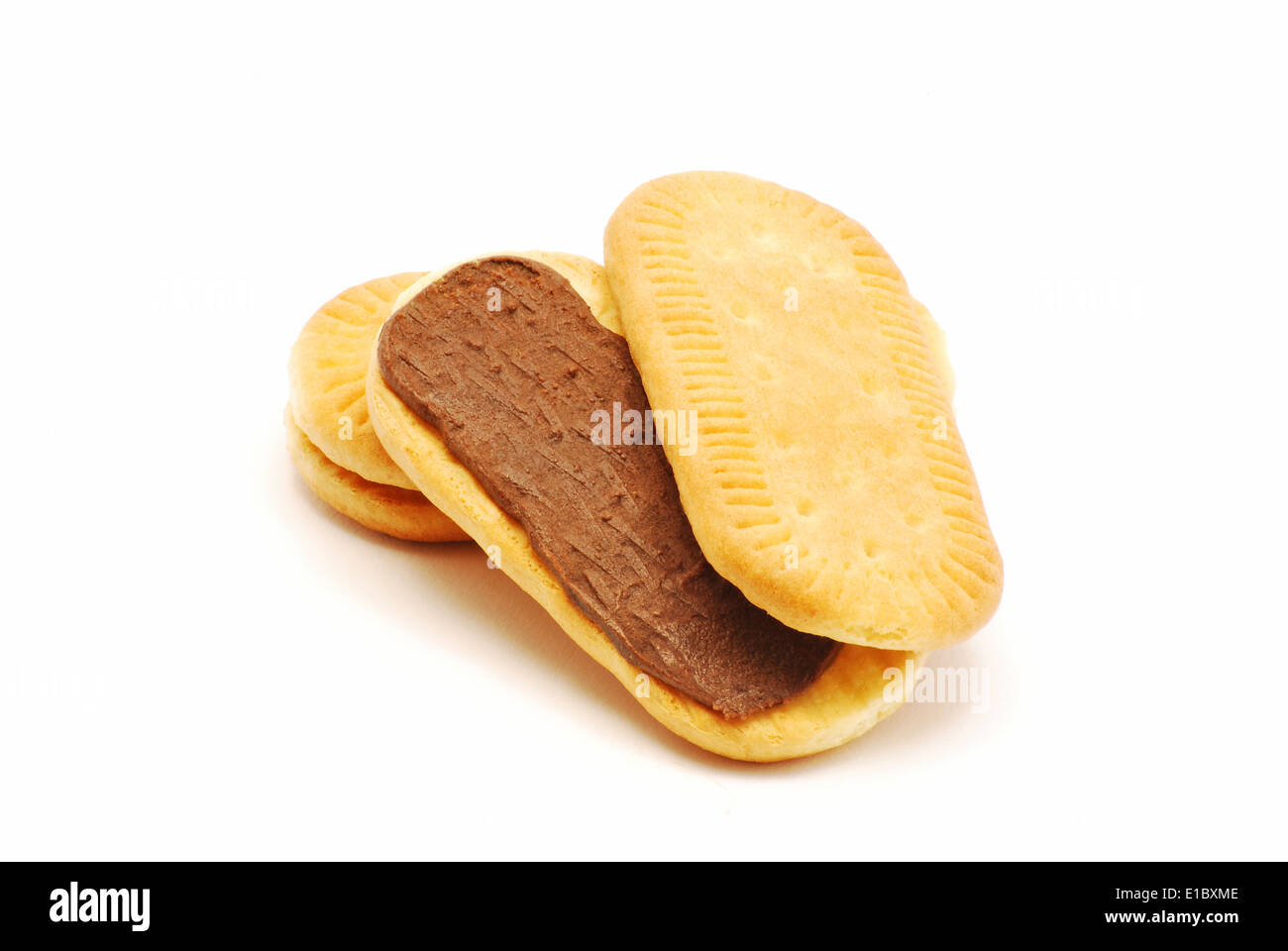 Biscuit with cocoa cream isolated on white background Stock Photo - Alamy
