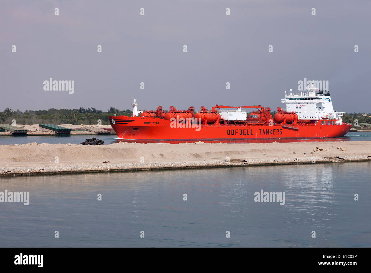 Bow star. Chemical tanker reg Singapor on the Suez Canal Egypt Stock ...