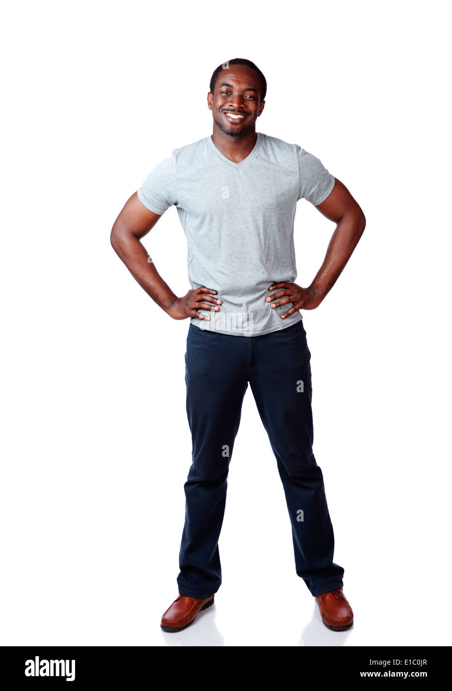 Full length portrait of a happy african man over white background Stock ...
