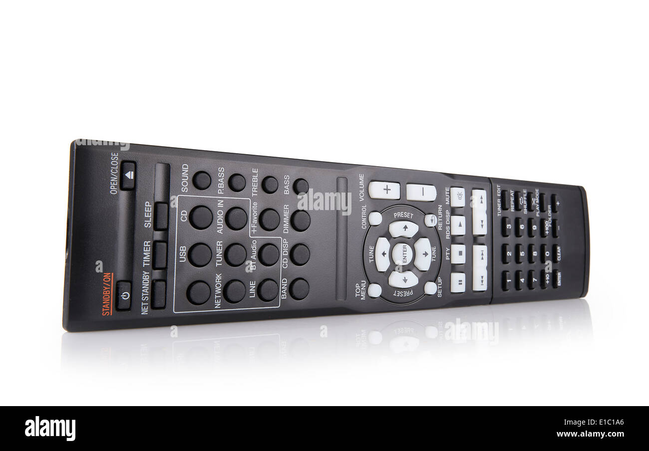 tv and audio remote control keypad black on white isolated Stock Photo ...