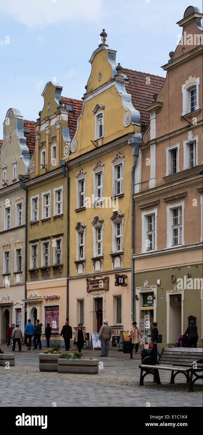 Historic buildings along Rynek market square, Opole, Silesia, Poland ...