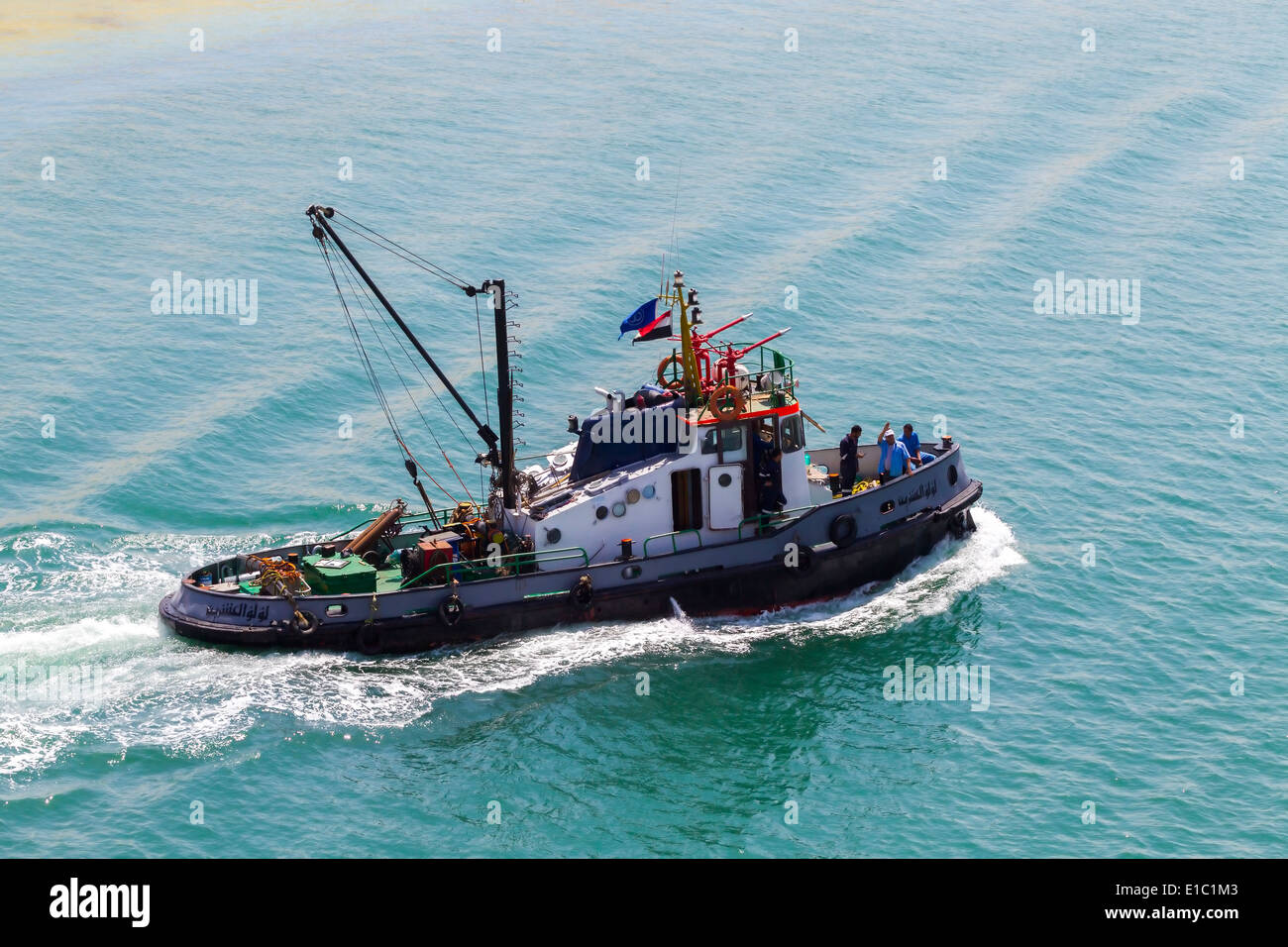 Small Tug boat on the Suez Canal Egypt Stock Photo - Alamy