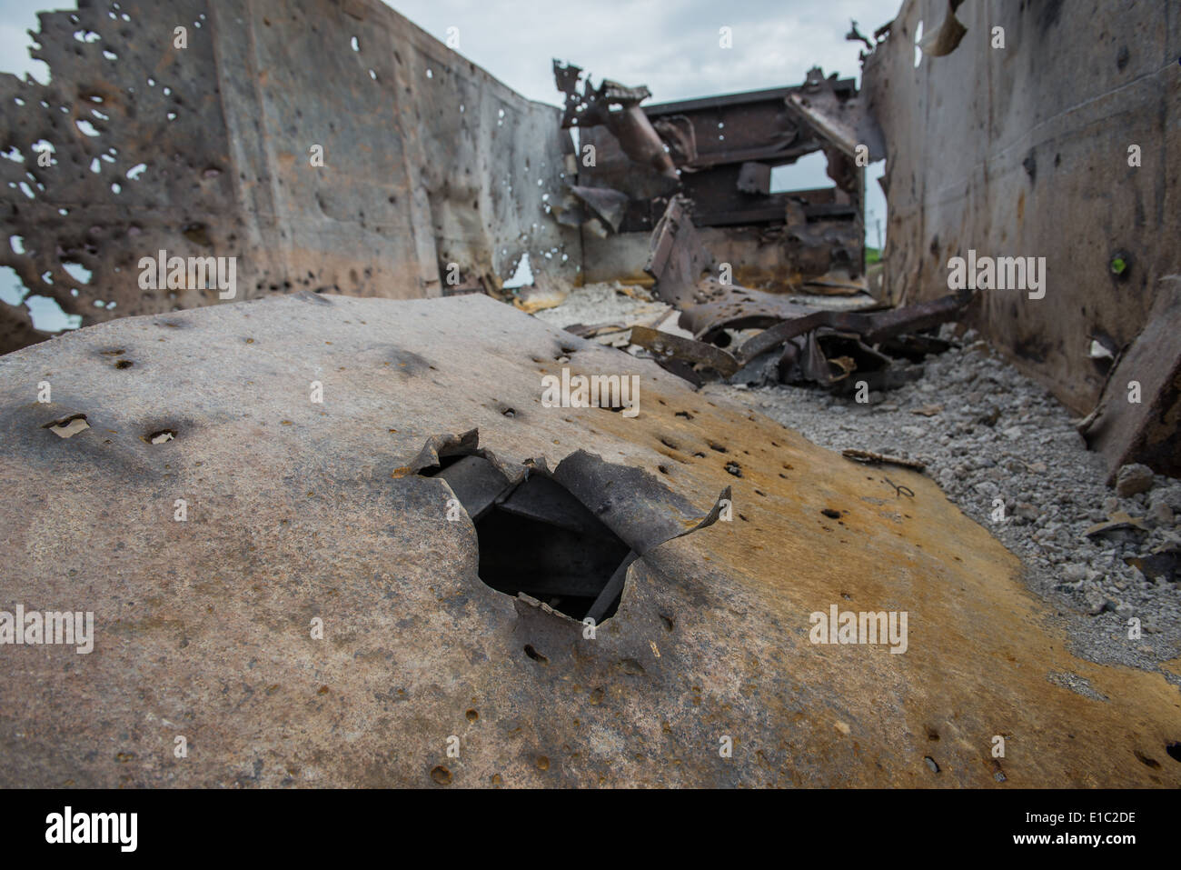 train on railway crossing at the border of Sloviansk, frontline ...