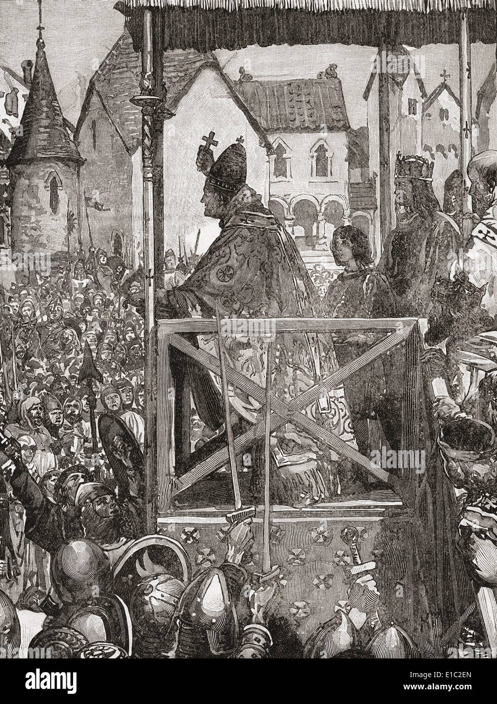 Pope Urban II preaching the First Crusade in the market place of ...