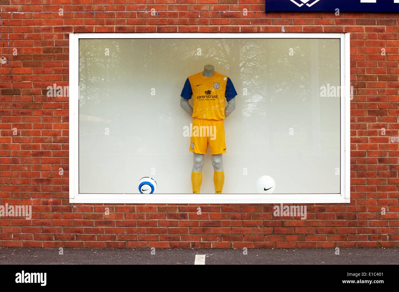 Boring shop window display Preston North End football stadium Stock ...