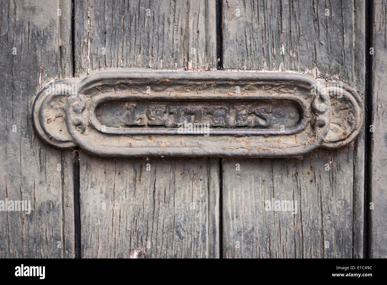 Distressed letterbox in the medieval walled town of Provins, France ...