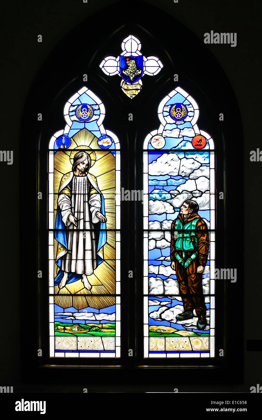 Windows inside the Chapel of the Fallen Eagles. Built to resemble an ...