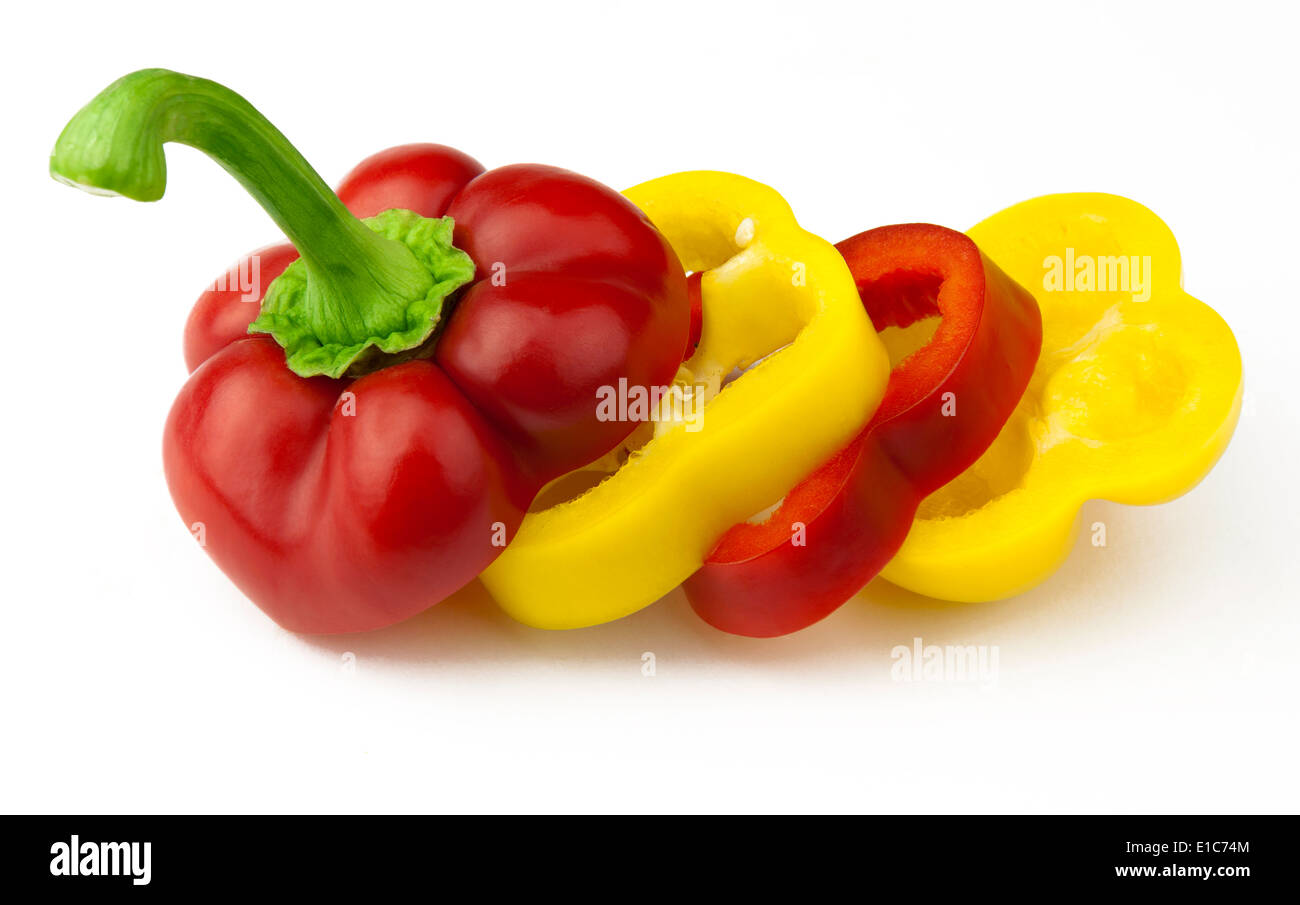 Sliced red and white paprika isolated on white background Stock Photo ...