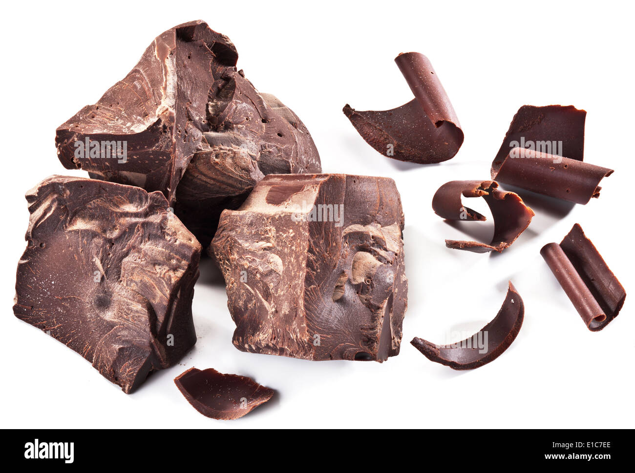 Chocolate blocks isolated on a white background Stock Photo - Alamy