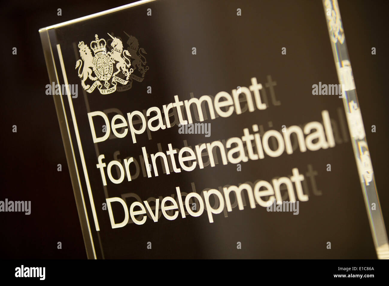 Sign for DfID Department for International Development. London, UK ...