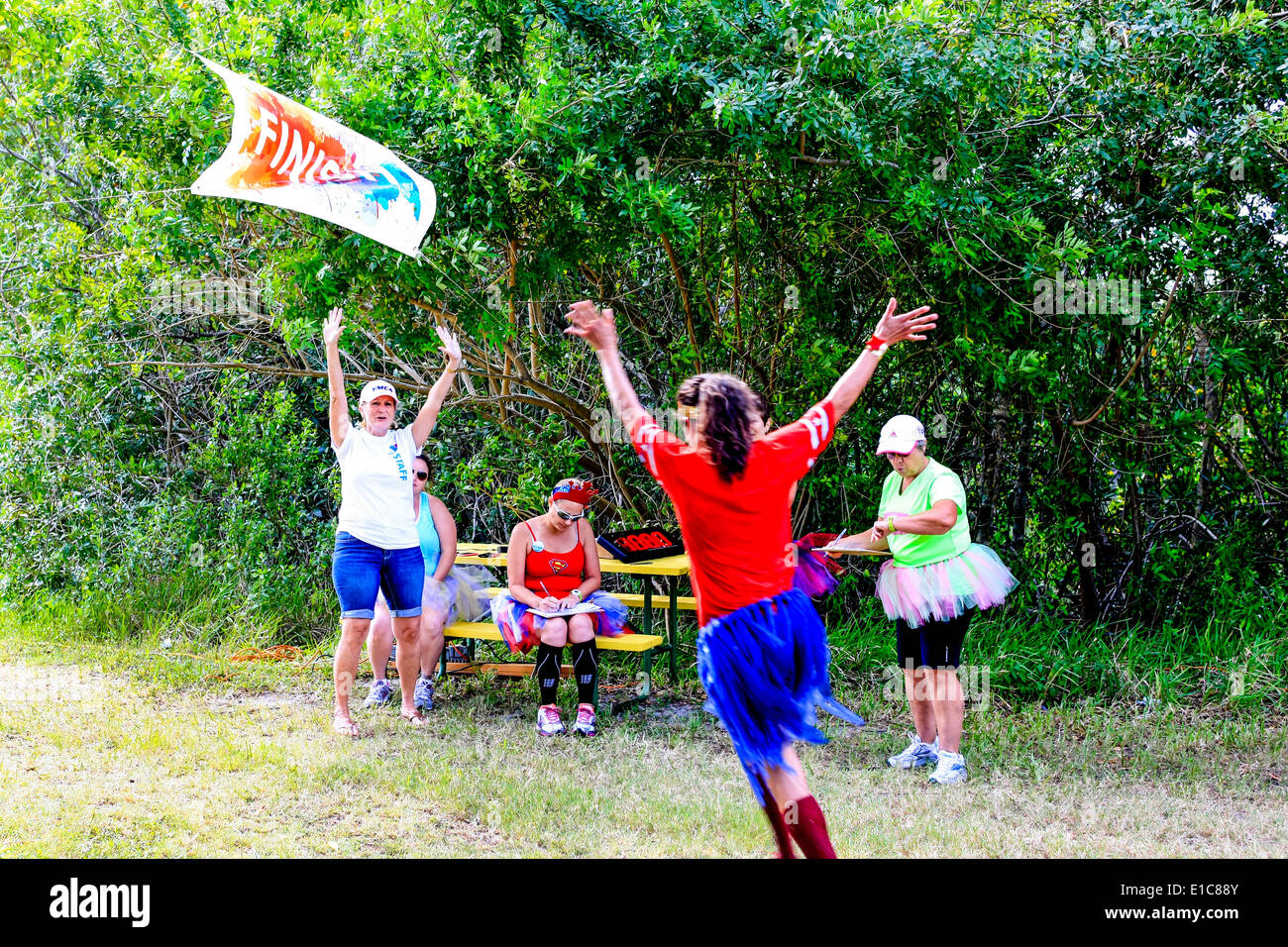 Obstacle race finish line hi-res stock photography and images - Alamy