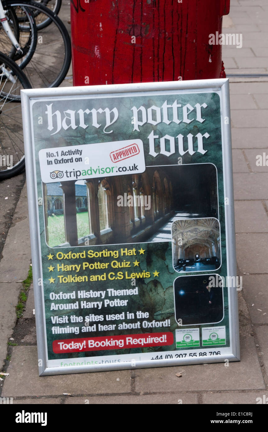 Advertisement for a Harry Potter Tour of Oxford visiting the sites used ...