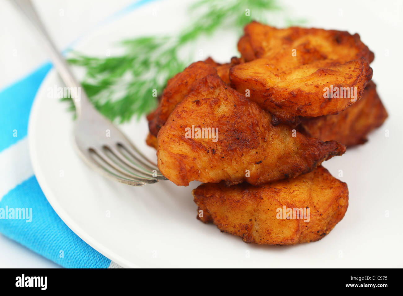 Crispy cod pieces, close up Stock Photo - Alamy